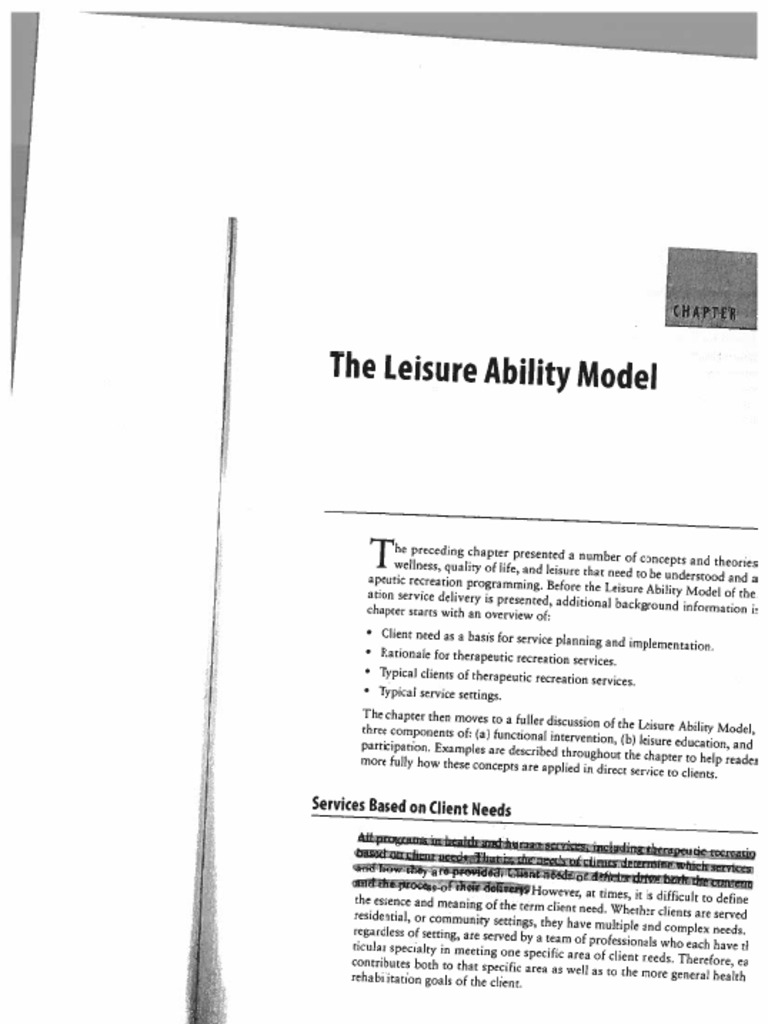 The Leisure Ability Model | PDF