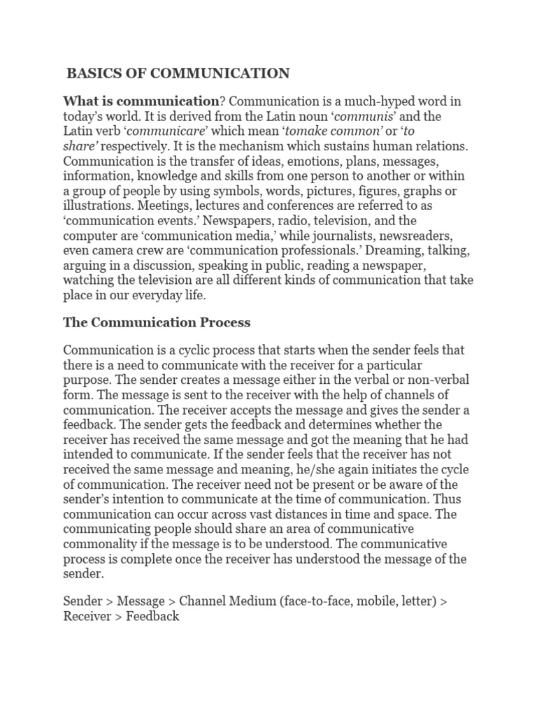 Basics of Communication - 074326 | PDF