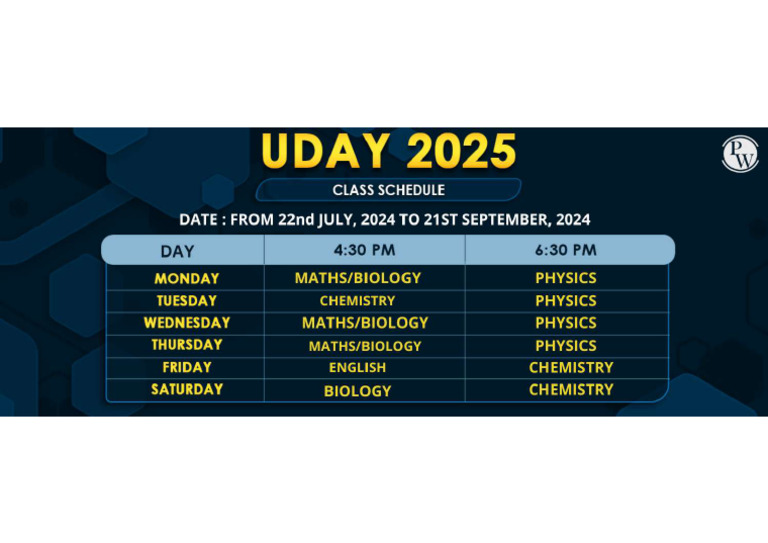 Class Schedule __ PDF Only __ Uday 2025 | PDF