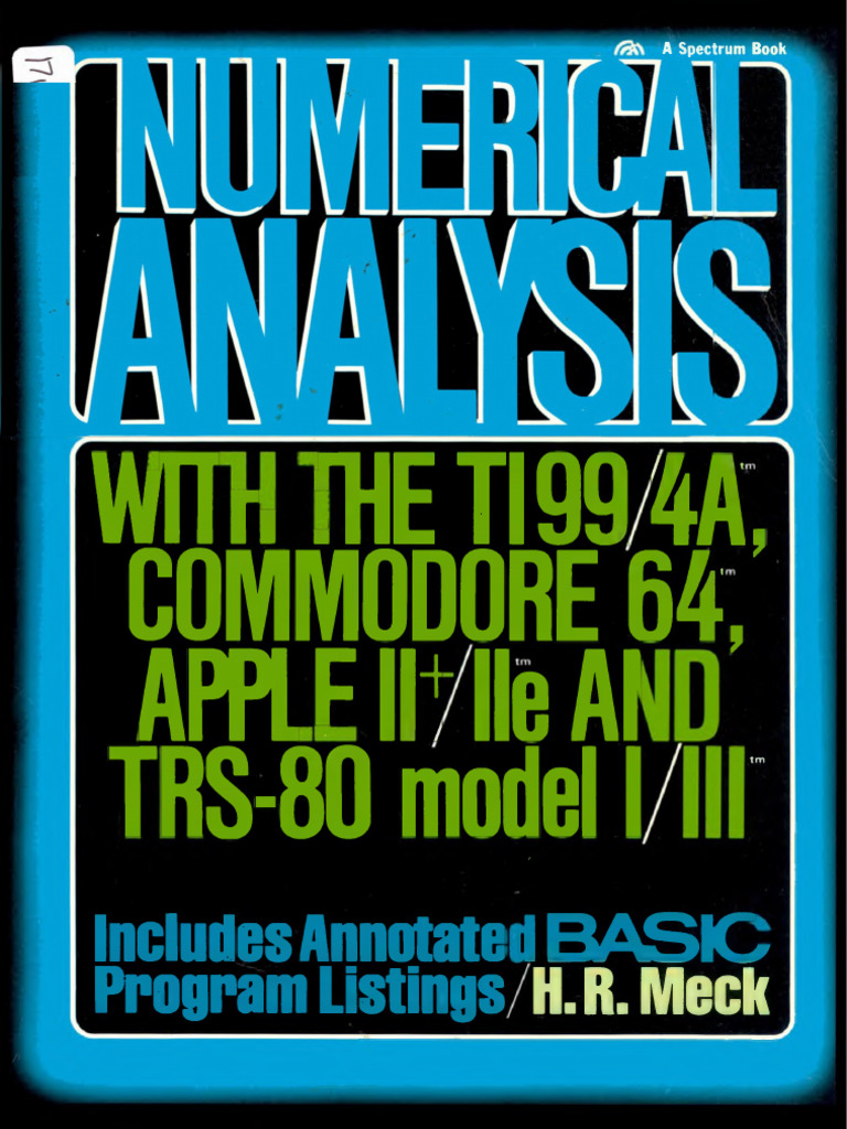 Numerical Analysis With The TRS-80 (1984) (Prentice-Hall) PDF | PDF