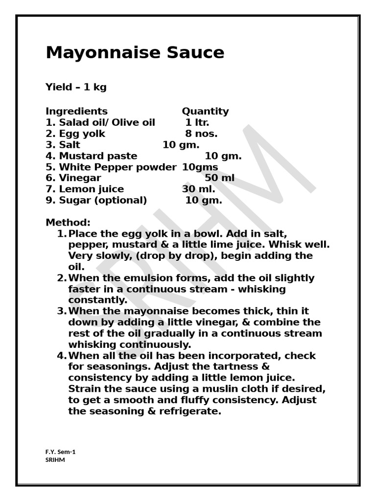 Mayonnaise Sauce | PDF