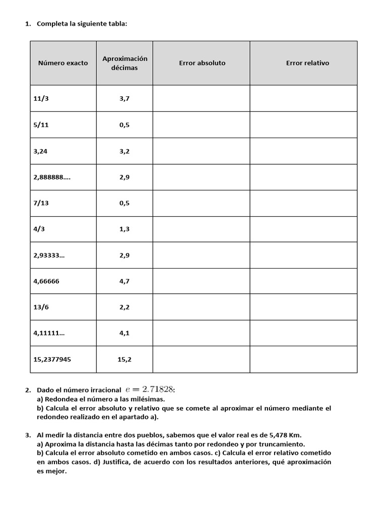 Error Absoluto y Relativo | PDF
