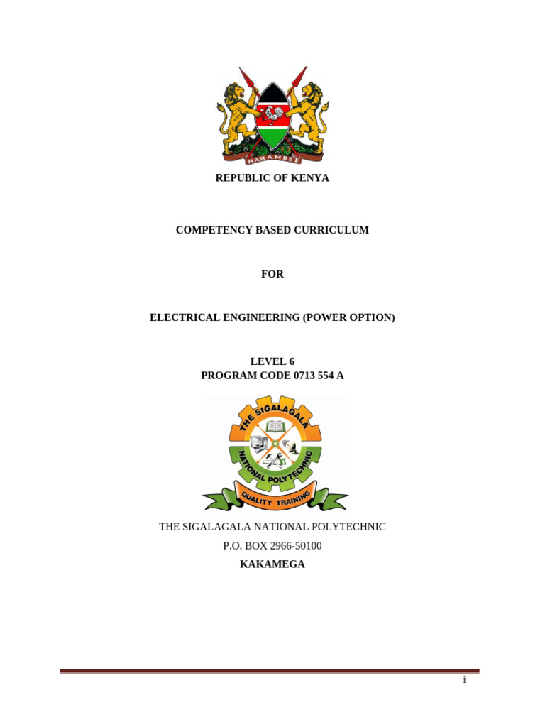 Curriculum Electrical Engineering Level 6 (Power Option) | PDF
