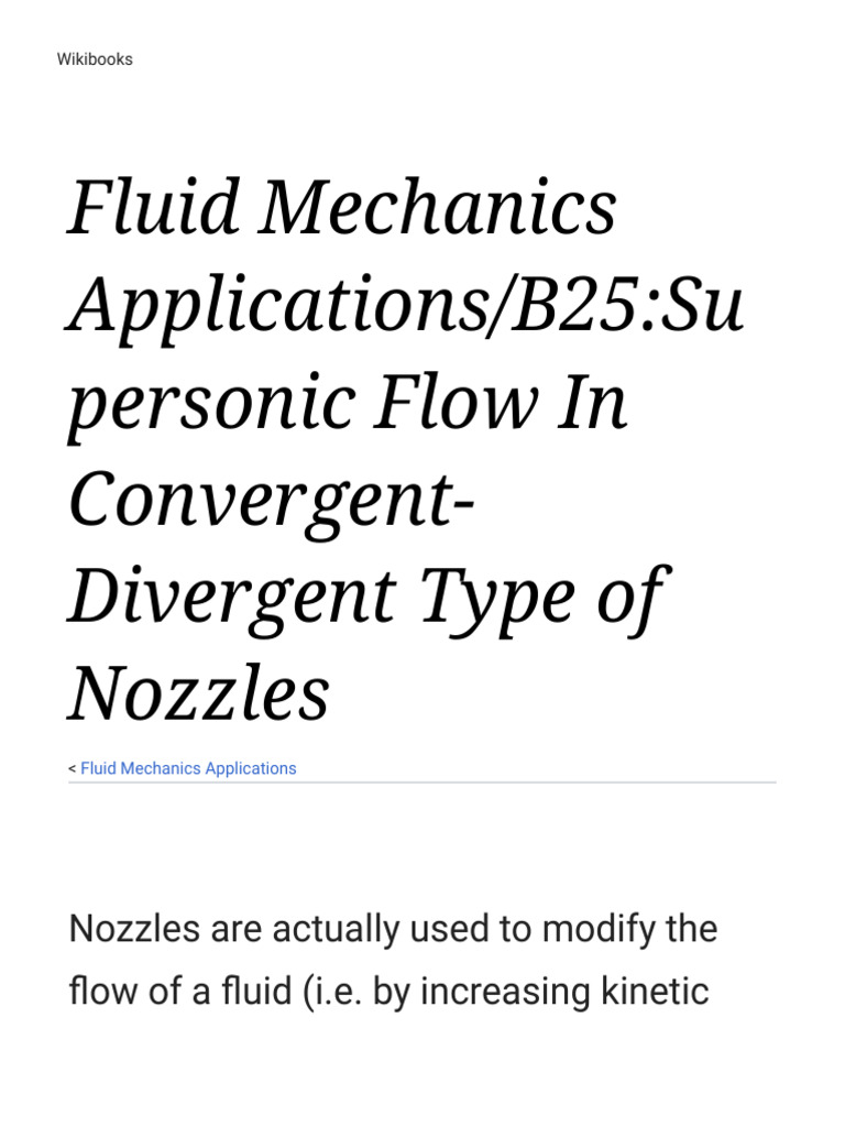 Fluid Mechanics Applications - B25 - Supersonic Flow in Convergent ...