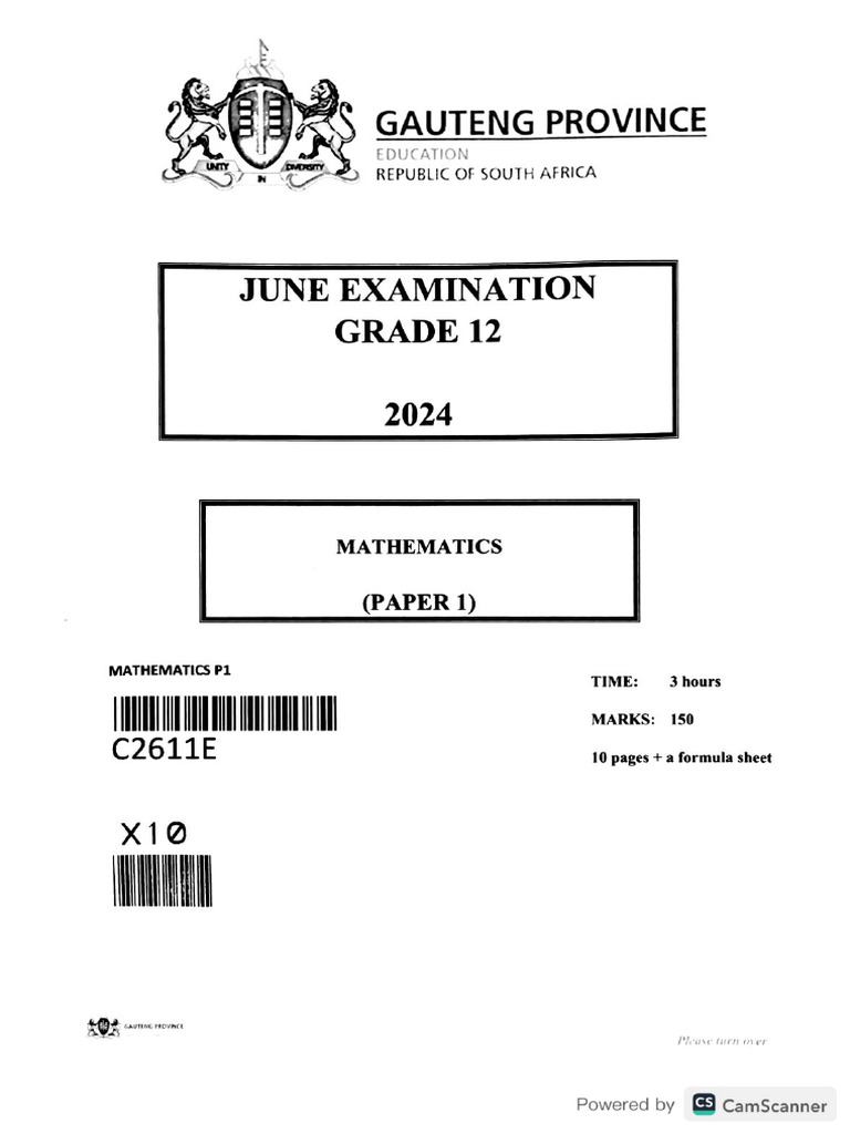 2024 Grade 12 Math June Paper 1 GP | PDF