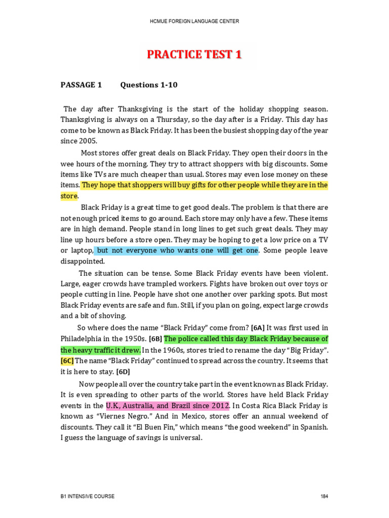 Practice Test 1: Passage 1 Questions 1-10 | PDF
