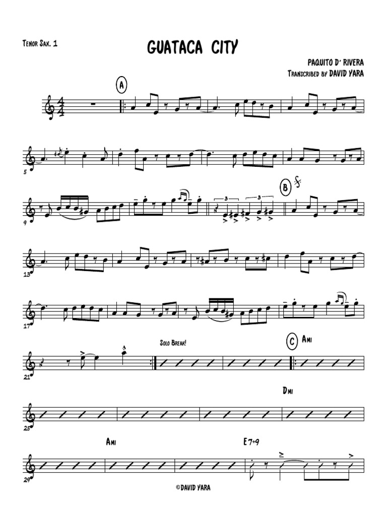 GUATACA CITY SCORE - Tenor Sax. 1 | PDF