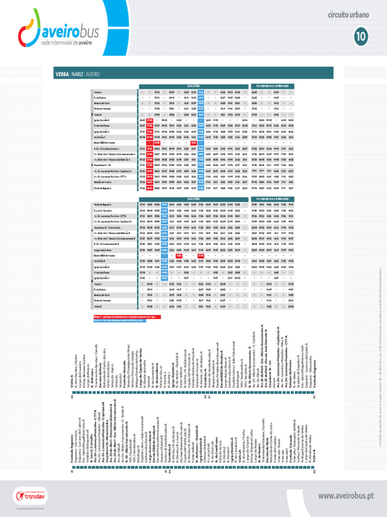 Aveiro Bus Site Horario Linha 297x297 l10 2024 04 0208 | PDF