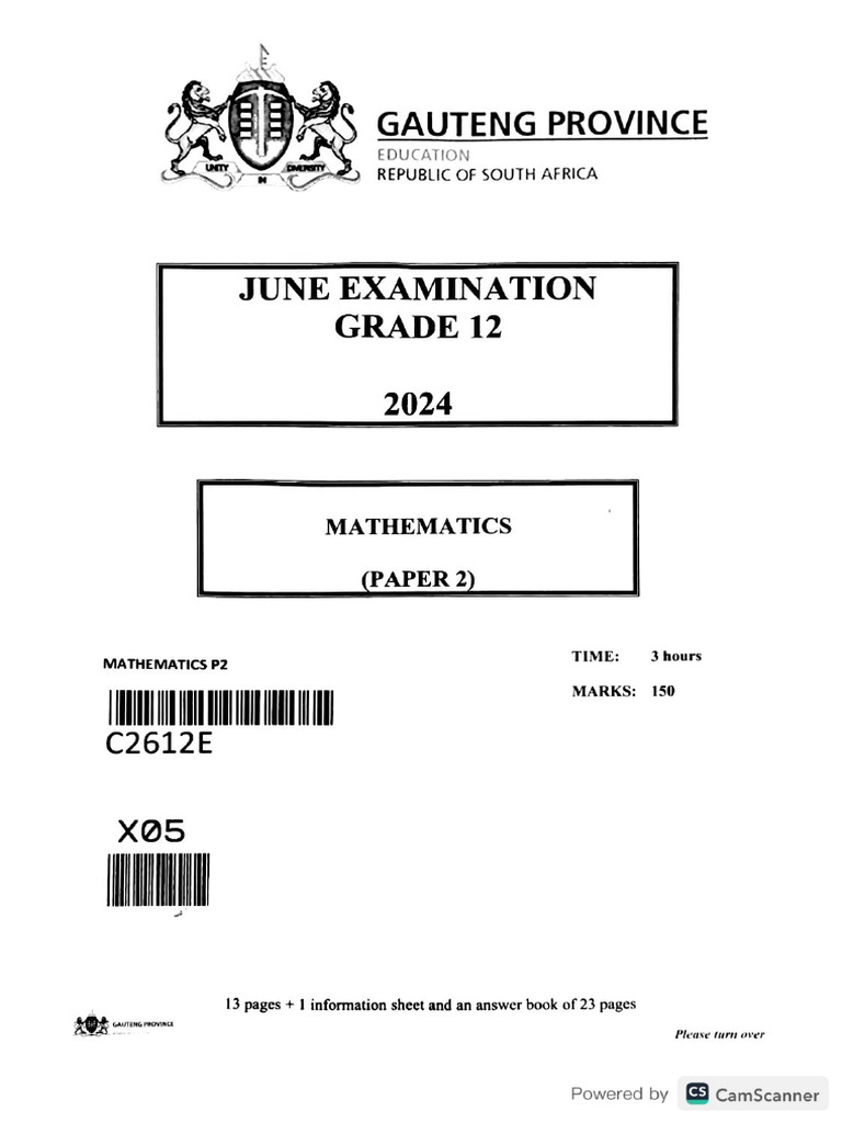 2024 Grade 12 Math June Paper 2 GP | PDF