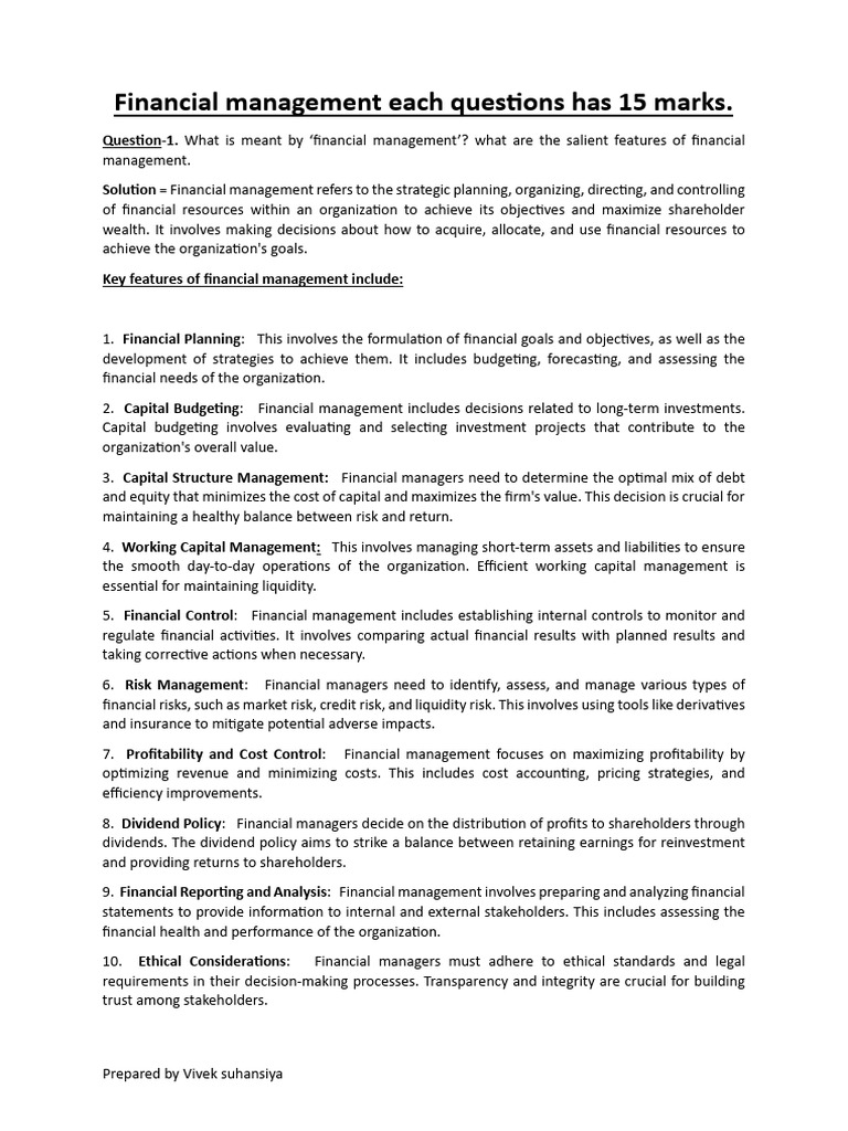Financial Management Overview and Analysis | PDF | Income Statement ...