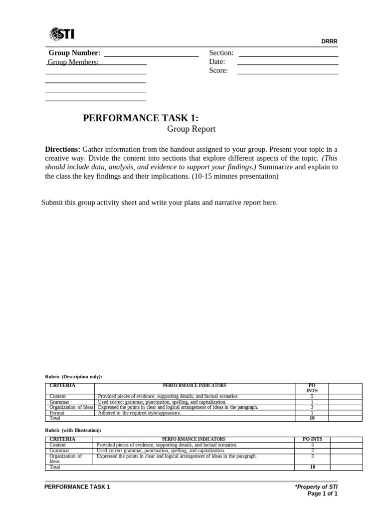 Performance Task 1 | PDF