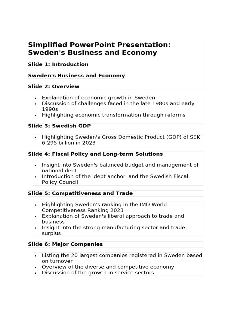 Simplified PowerPoint Presentation Sweden | PDF