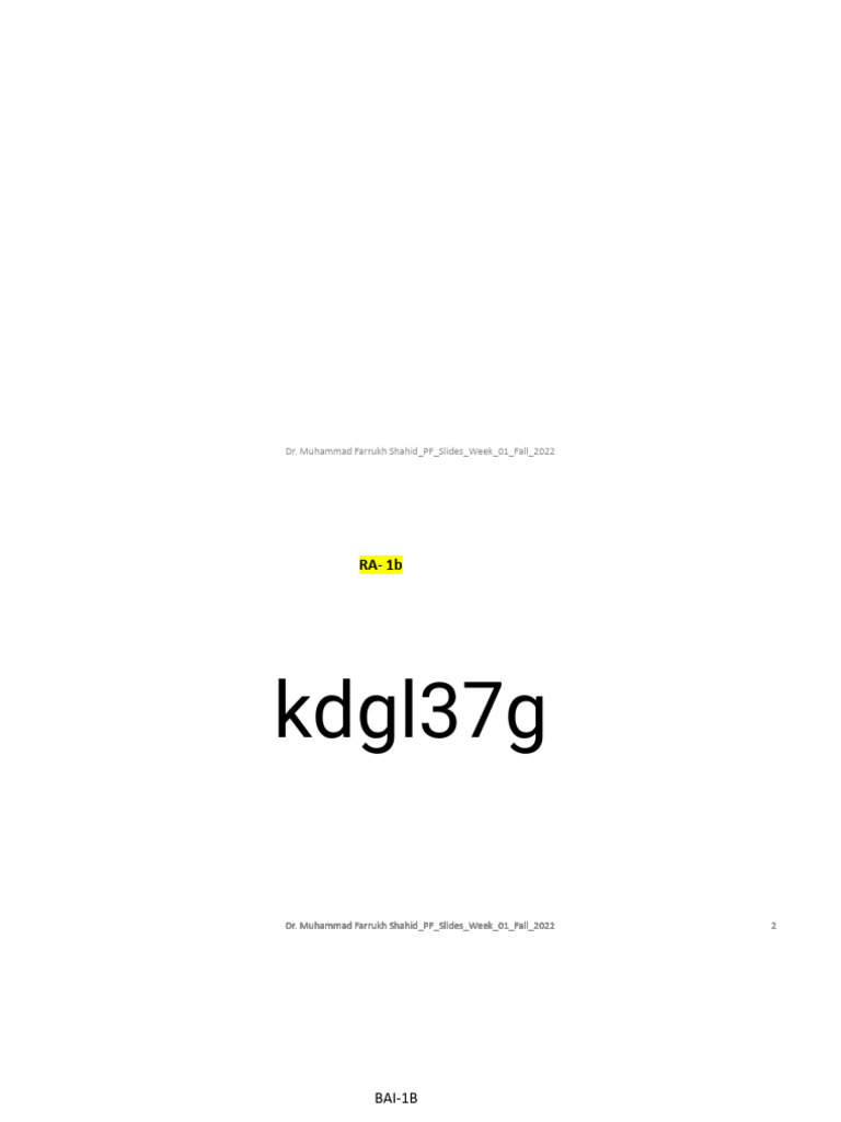 DR Muhammad PF Slides Week 3 | PDF