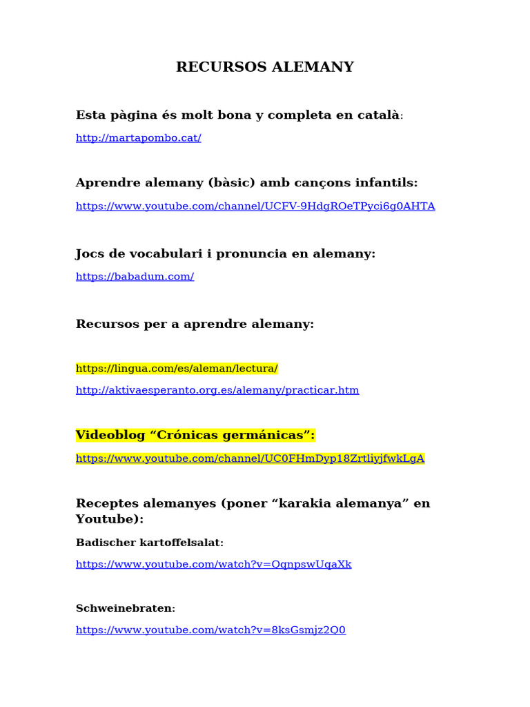Recursos Alemany en Catal | PDF