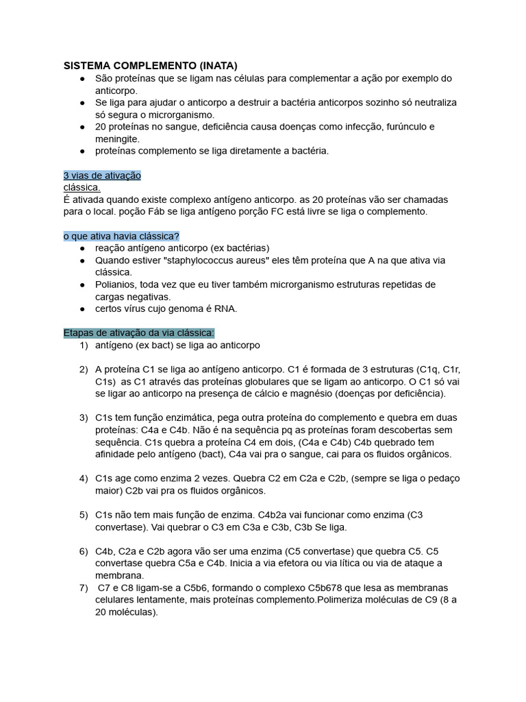 Sistema Complemento | PDF