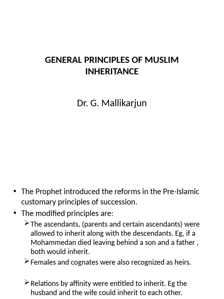 GENERAL PRINCIPLES OF MUSLIM INHERITANCE | PDF