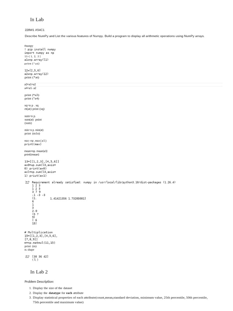 ML Lab 1 | PDF