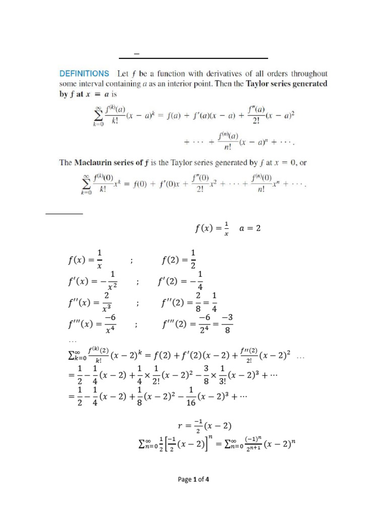 9.8 - Taylor and Maclaurin Series | PDF
