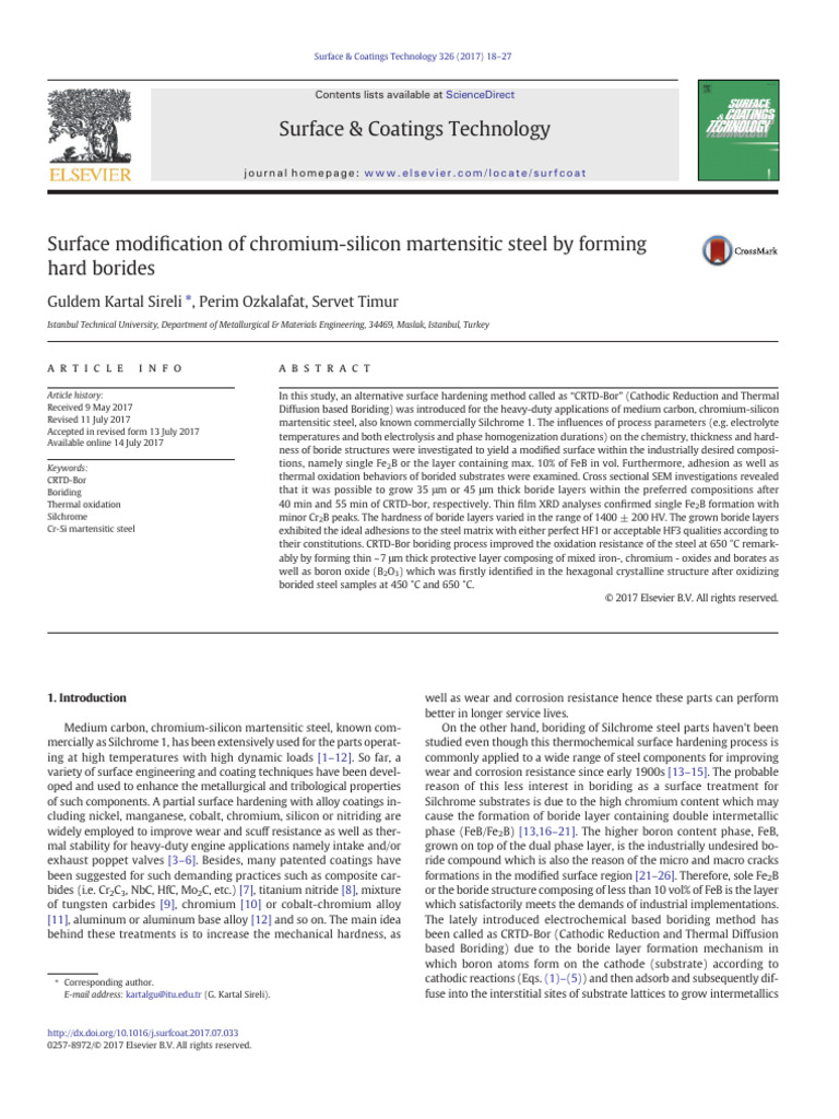 Surface Modification of Chromium-Silicon Martensitic Steel by Forming | PDF