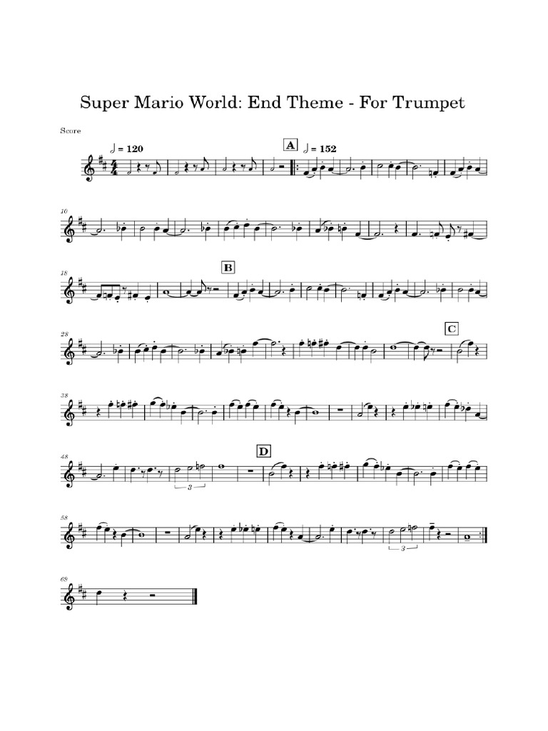Super Mario World End Theme, Arr. for Trumpet | PDF