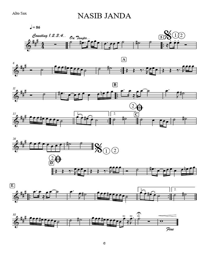 Corona - Nasib Janda - Alto Sax | PDF