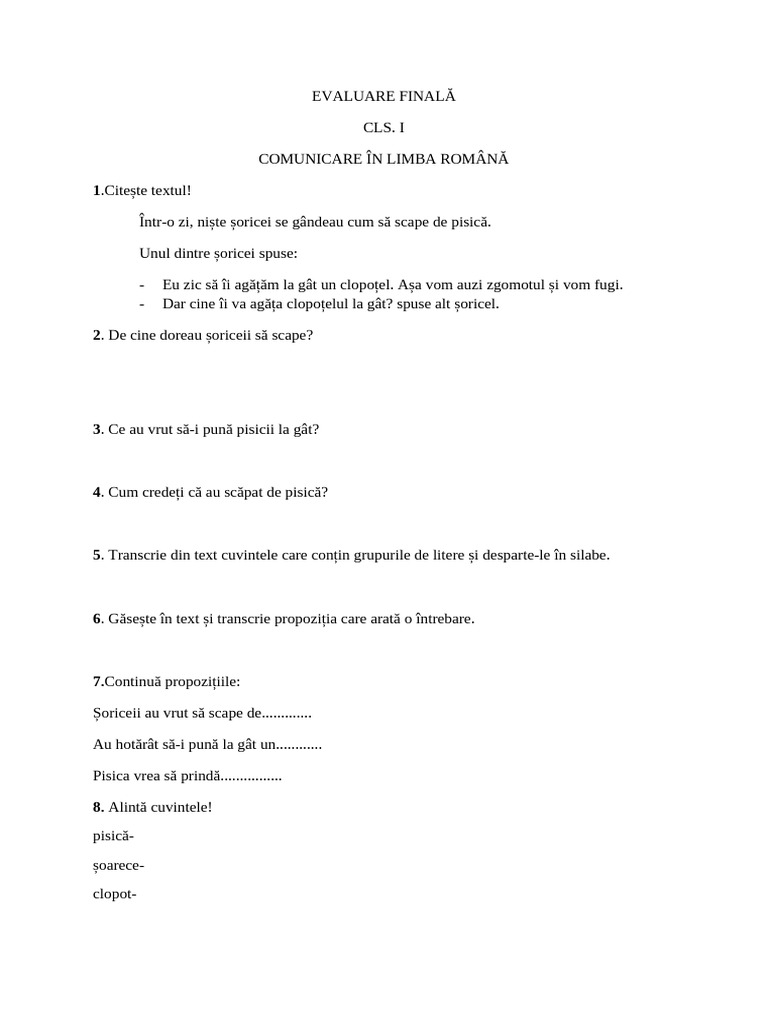 40 Evaluare Finala | PDF