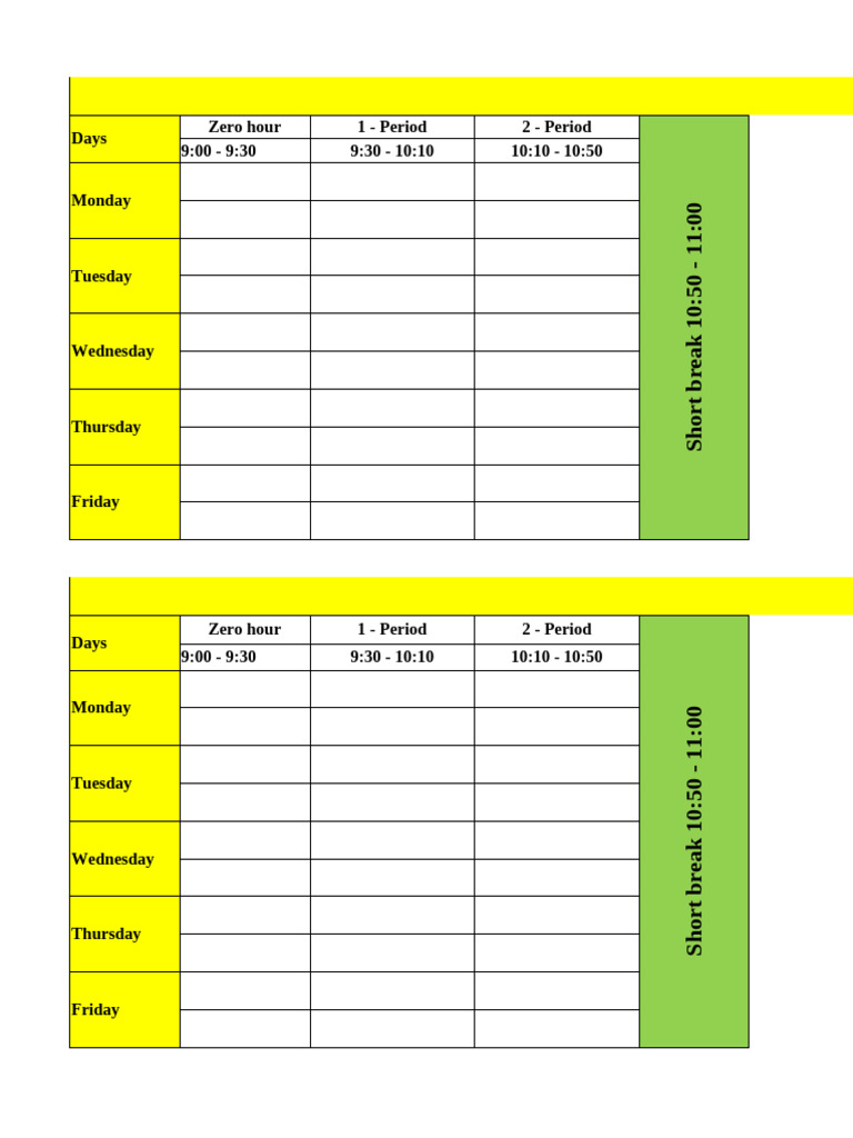 TimeTable 2024 25 | PDF