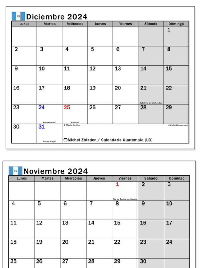 Calendario Completo Meses 2024 | PDF