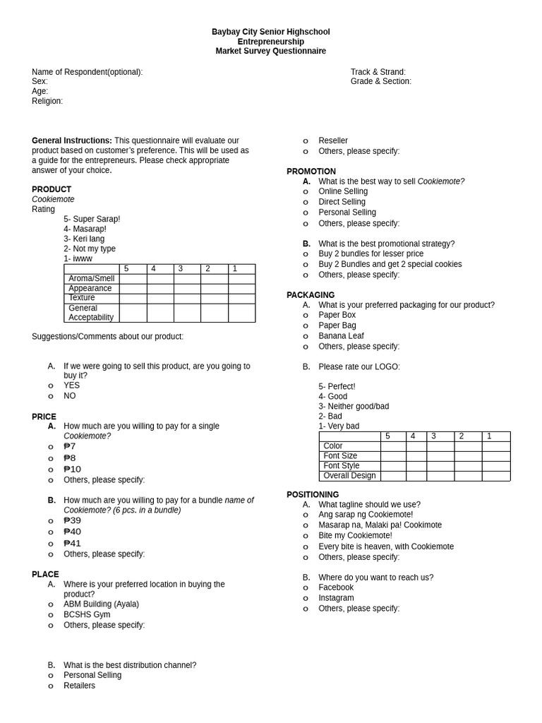 Market-Survey-sample-questionnaire (2) | PDF