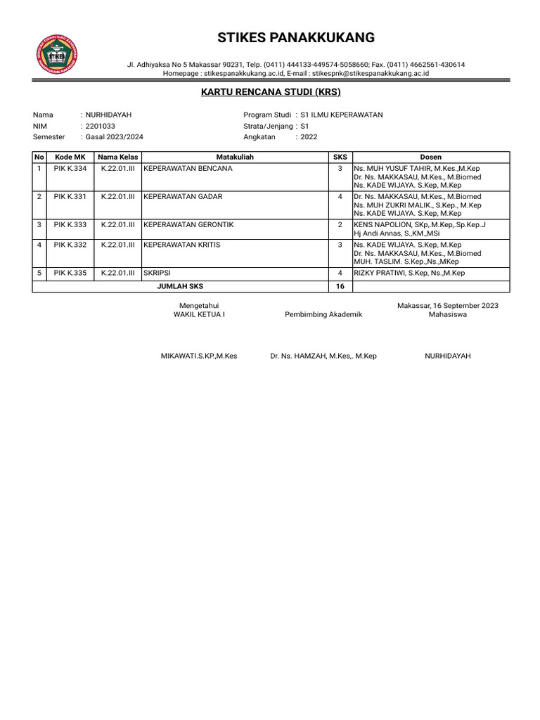 KRS Nurhidayah Semester 3 | PDF