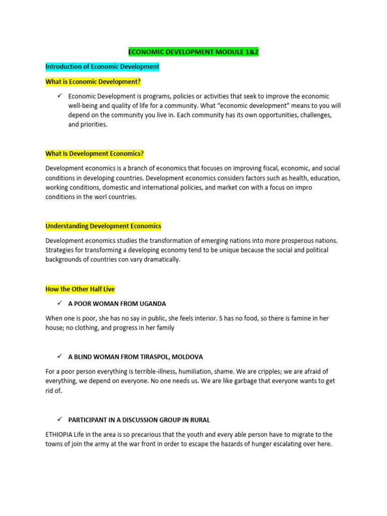 Economic Development Overview and Models | PDF | Agriculture | Economics