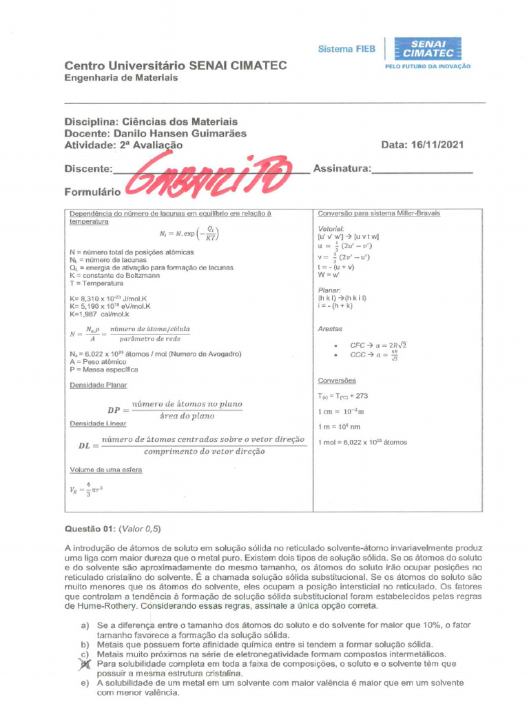 AV2 - CM2021S2 - EQ - Gabarito | PDF