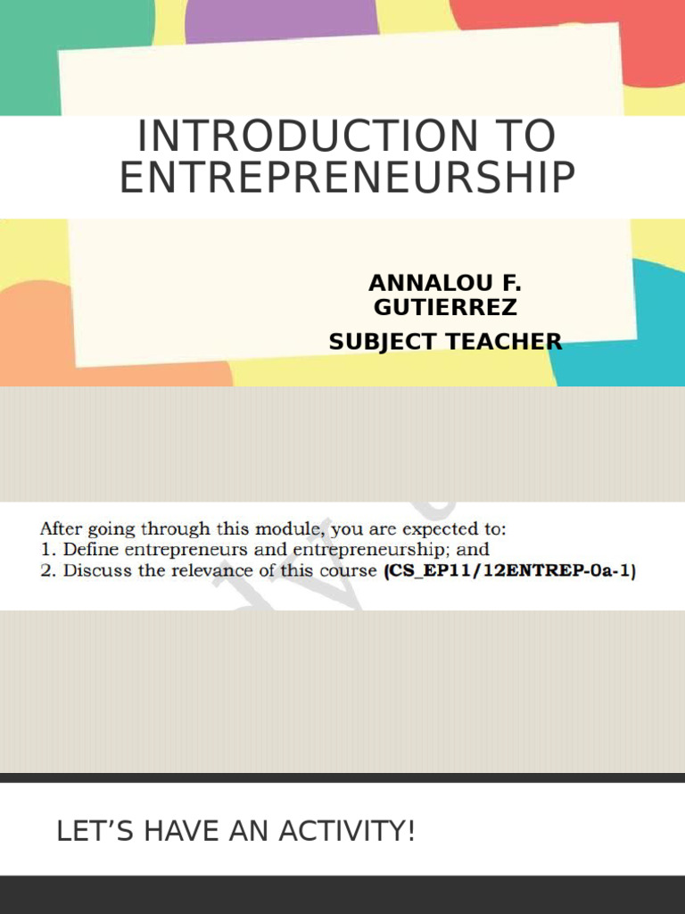 ENTREP 1st Quarter | PDF