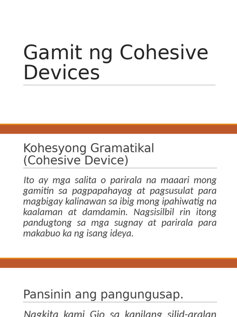 Gamit Ng Cohesive Devices | PDF