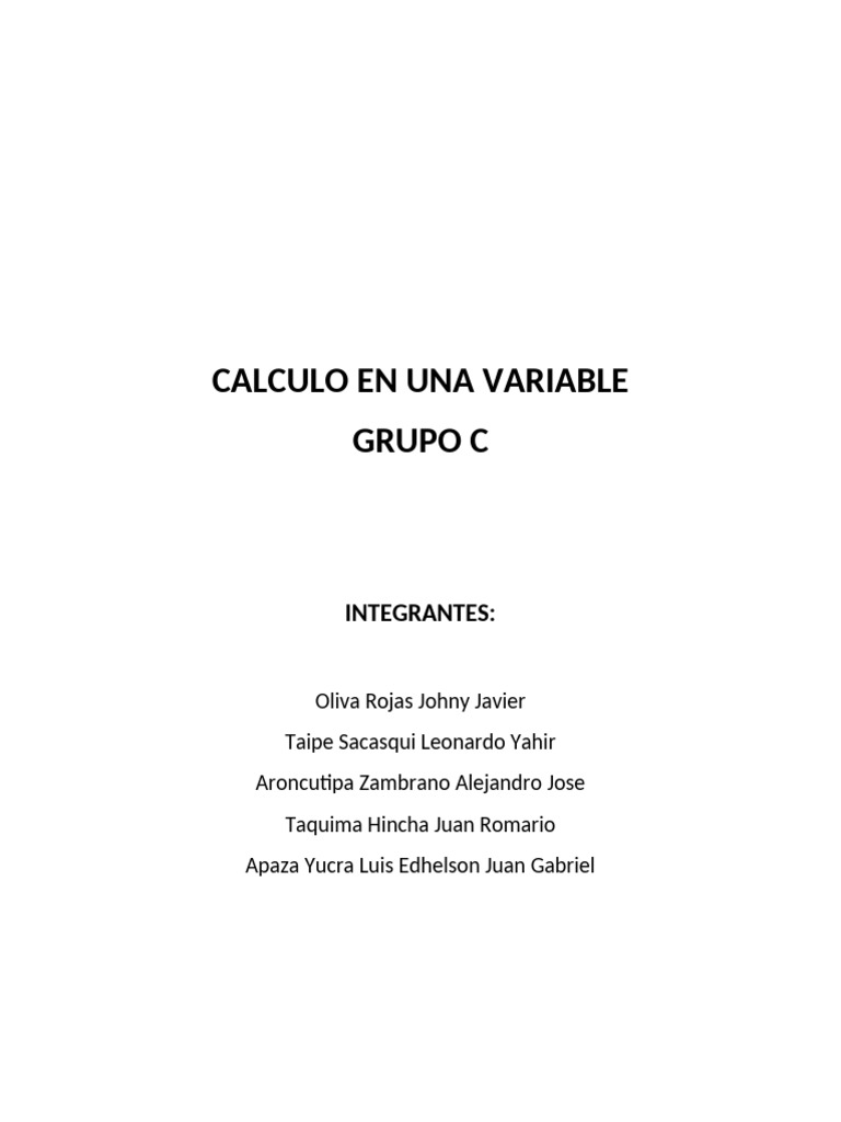 CALCULO EN UNA VARIABLE Ejercicios | PDF