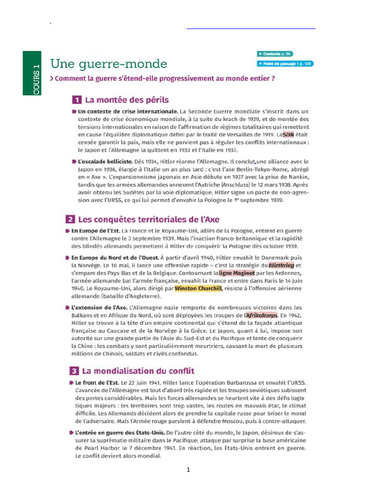 Cours Manuel Terminale - 2nde Guerre Mondiale | PDF