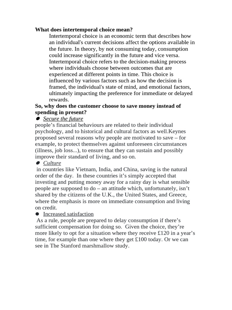 Intertemporal Choice | PDF