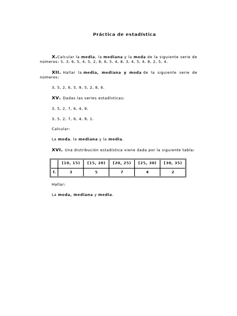 Practica 2 Moda Media Mediana | PDF
