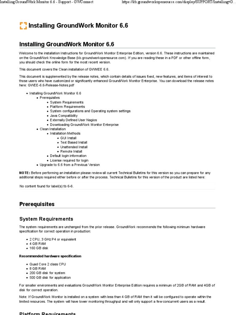 Installing Groundwork Monitor 6.6 - Support - GWConnect | PDF ...