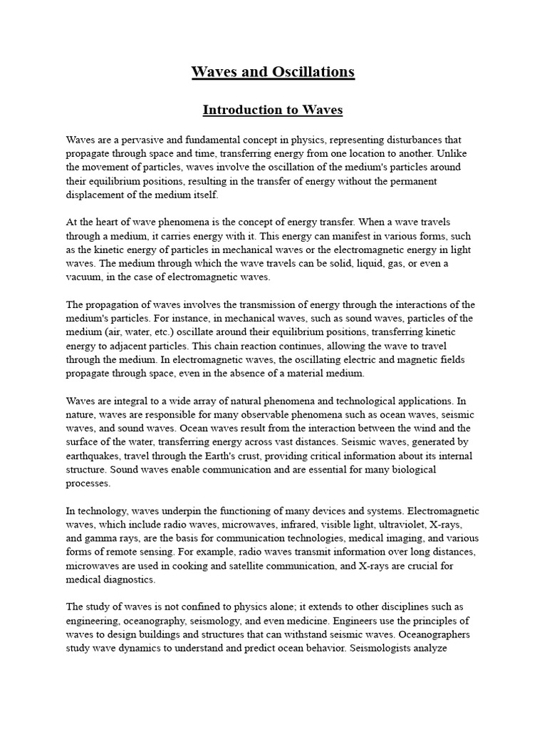 Waves and Oscillations Physics Project | PDF | Waves | Science ...