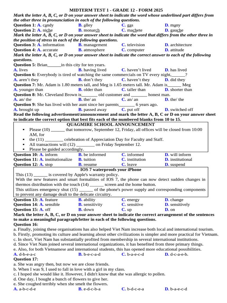 Midterm Test 1 | PDF