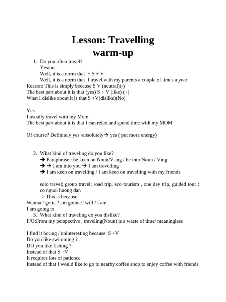 Lesson 1 - Travel | PDF