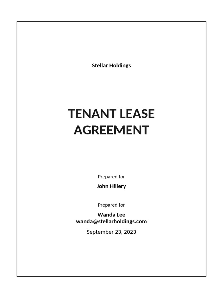 Free Basic Tenant Lease Agreement Template | PDF
