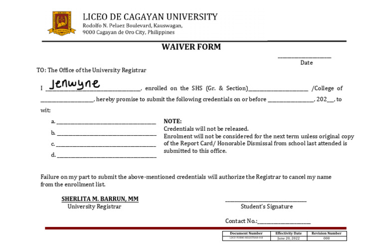 Waiver Form | PDF