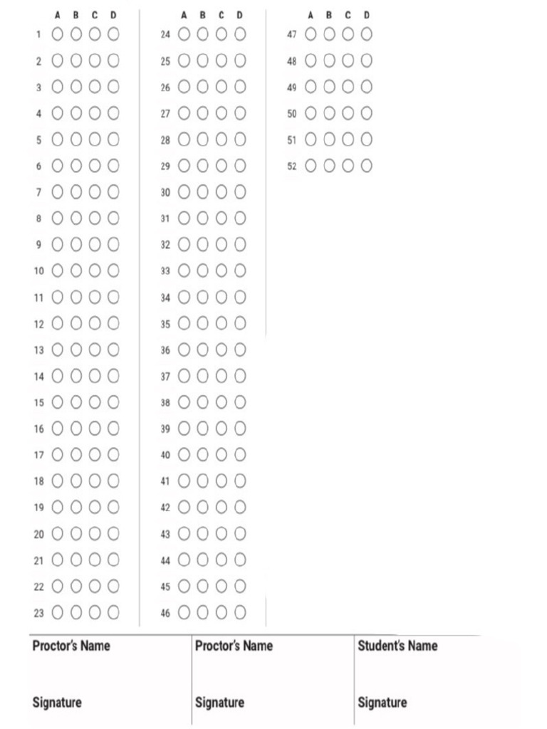 Reading Bubble Sheet | PDF
