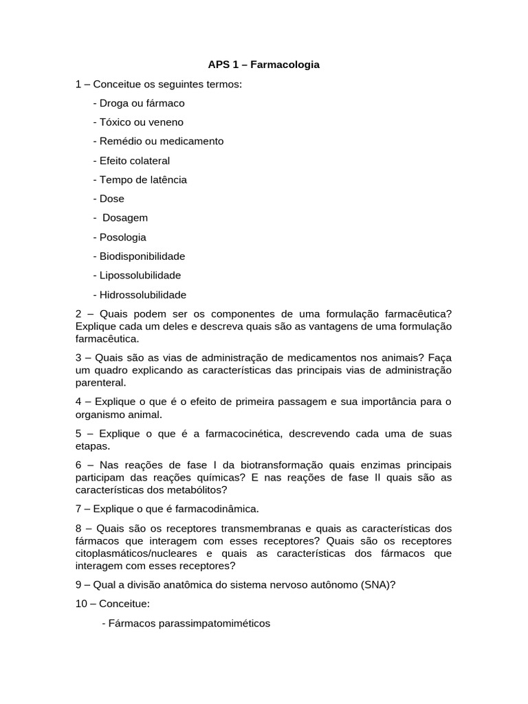 APS 1 - Farmacologia (1) | PDF