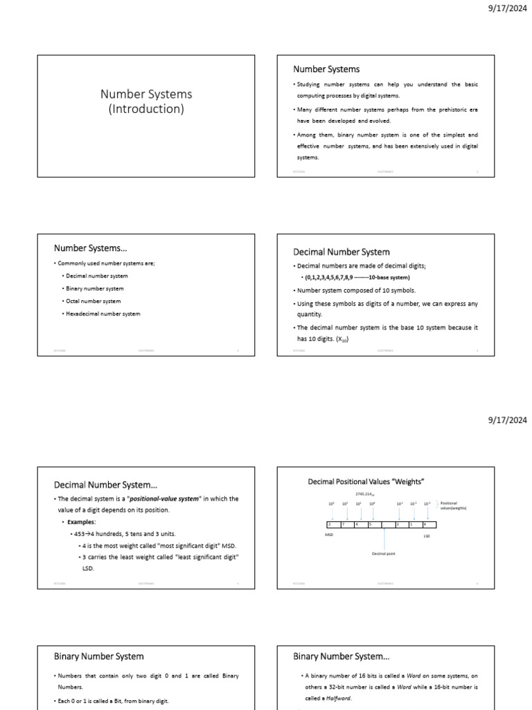 1.0 Number Systems | PDF