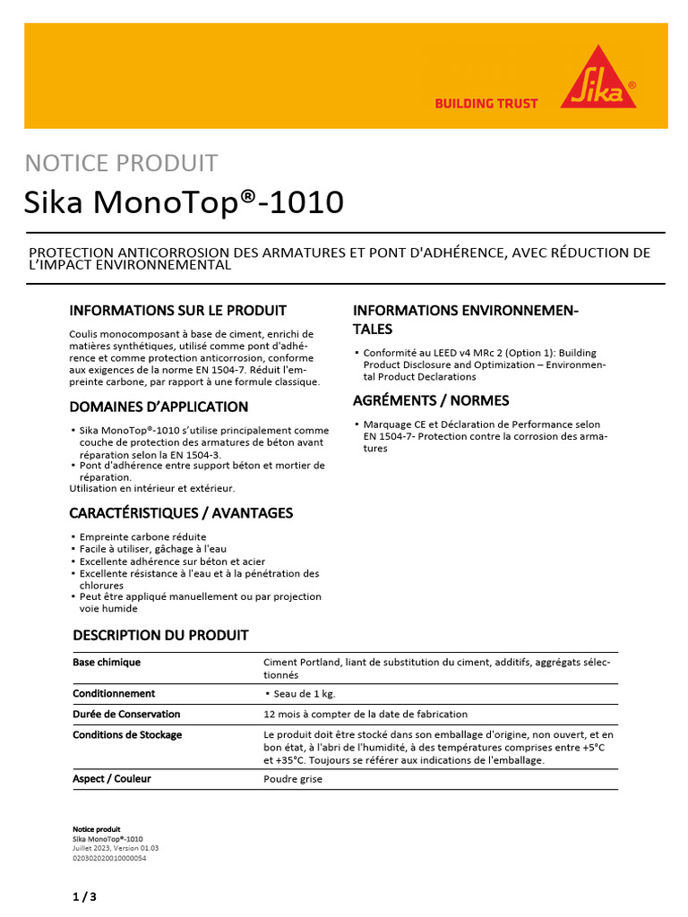 Sika Monotop 1010 | PDF