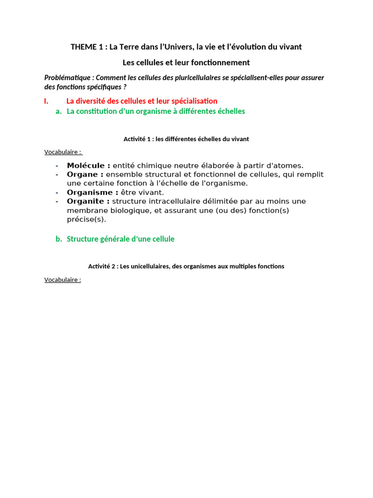 Avancement Cours Seconde | PDF