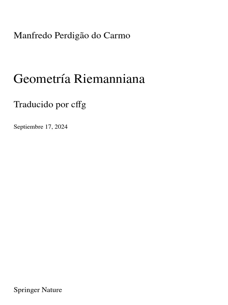 Geometría Riemanniana Do Carmo | PDF | Colector | Colector diferenciable